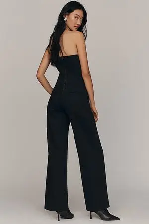 PILCRO Strapless Corset Denim Jumpsuit