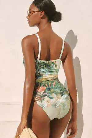 CELANDINE Jackson Ruched One-piece Swimsuit - Scenic Flamingo