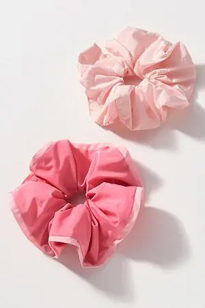 Anthropologie Nylon Scrunchies Set Of 2 - Pink