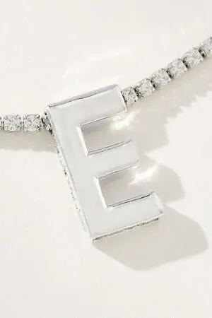 Anthropologie Shimmered Monogram Tennis Necklace - E