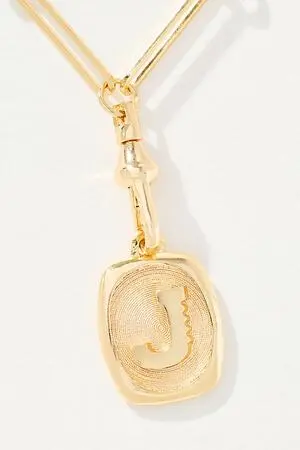 Anthropologie Linked Chain Monogram Pendant Necklace - J