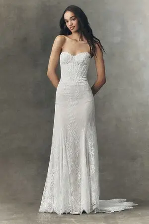 Watters Justine Strapless Lace Wedding Gown