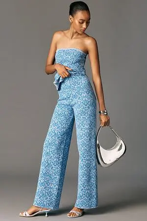 Maeve Jacquard Sweater Pull-on Pants - Blue Pattern
