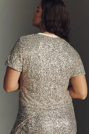 NEVER FULLY DRESSED Short-sleeve Sequin Top