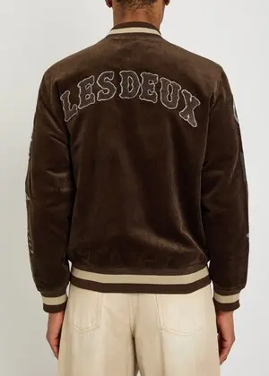 LES DEUX Quilted Appliquéd Corduroy Varsity Jacket - Bronze