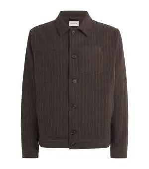 Oliver Peoples Wool-blend Stripe Overshirt - Brown