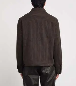 Oliver Peoples Wool-blend Stripe Overshirt - Brown