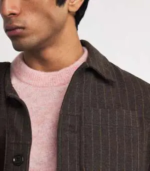 Oliver Peoples Wool-blend Stripe Overshirt - Brown