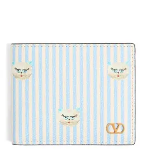 Valentino Garavani Calfskin Le Chat De La Maison Bifold Wallet - Blue