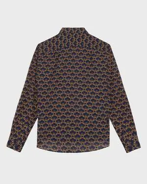 Vilebrequin Cotton Voile Turtles Chain Shirt Caracal - Blue