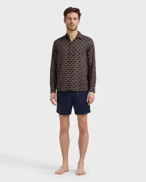 Vilebrequin Cotton Voile Turtles Chain Shirt Caracal - Blue