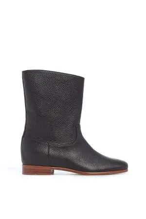 Gabriela Hearst Tina Ankle Boot In Textured Deerskin Leather - Black