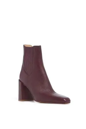 Gabriela Hearst Luke High-heel Ankle Boots In Textured Leather - Bordeaux