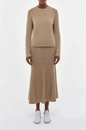 Gabriela Hearst Manni Cashmere Knit Maxi Skirt - Camel