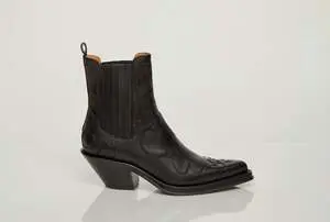 Gabriela Hearst Cassidy Cowboy Ankle Boot In Leather - Black
