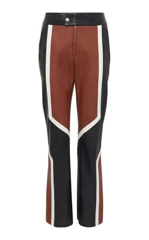 Gabriela Hearst Navarre Moto Pant In Cognac & Black Textured Leather - Black/cognac