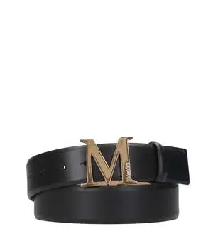 Max Mara Leather Belt With Monogram Buckle - Black