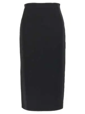 Max Mara Viscose Midi Skirt With Satin Inserts