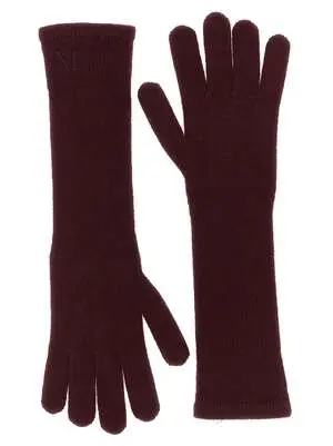 Max Mara Cashmere Gloves With Monogram Embroidery - Bordeaux