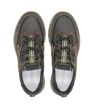 Premiata Perforated Mesh And Suede Sneakers