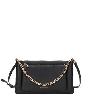 Michael Kors Grained Leather Shoulder Bag With Metal Chain Handle