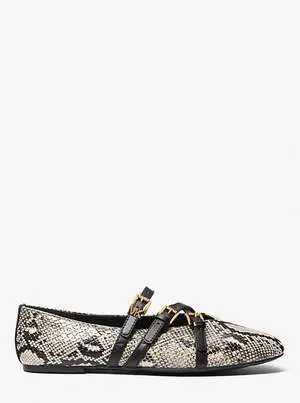 Michael Kors Indy Snake-embossed Leather Flats