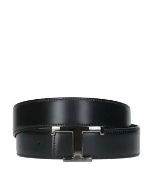 TOD'S Reversible Leather Belt - Nero+bordeaux