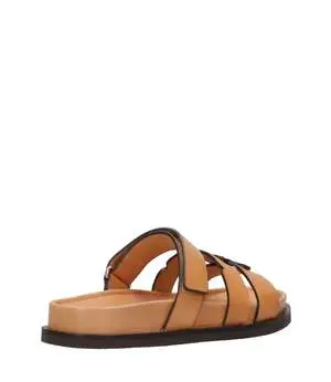 Tory Burch Leather Sandals With Double-t Inlay - Camel