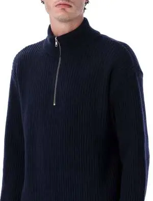 Colorful Standard Recycled Merino Wool Quarter Zip Sweater - Blue