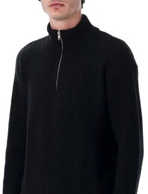 Colorful Standard Recycled Merino Wool Quarter Zip Sweater - Deep Black