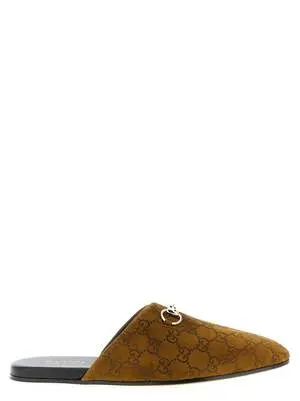 Gucci Suede Horsebit Sabots - Brown