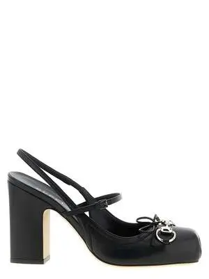 Gucci Leather Slingbacks With Bow Detail