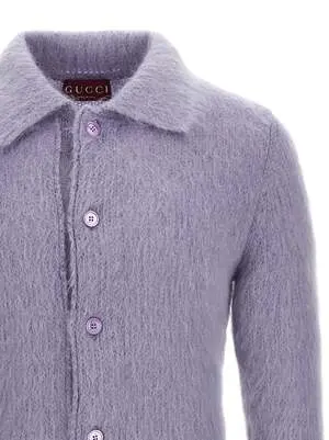Gucci Brushed Mohair Blend Wool 'polo' Cardigan
