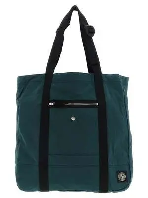 Stone Island Logo Patch Shopping Bag - Green