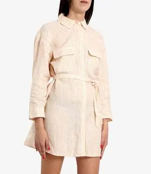 PENNY BLACK Linen Stripe Shirt Dress