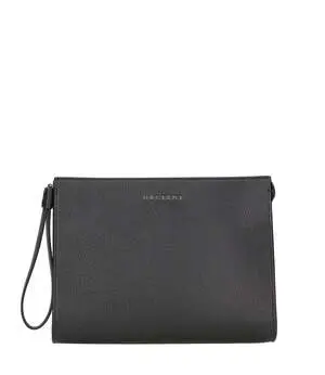 ORTIGNI Grained Leather Wristlet - Black