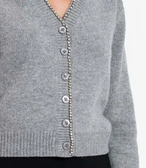SEMICOUTURE Cashmere Blend Knit Sweater With Crystal And Beaded Embellishments