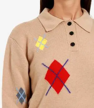 MSGM Argyle Wool And Cashmere-blend Sweater