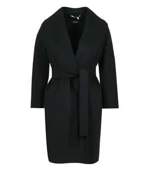 Max Mara Double-woven Pure Wool Midi Robe Coat - Black