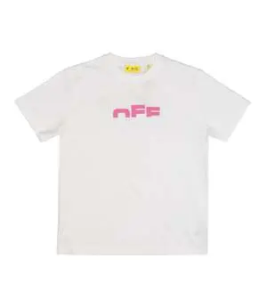 Off White T-shirt - White+fuchsia