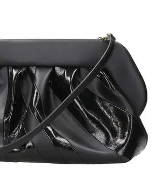 THEMOIRE Vegan Faux Leather Clutch With Adjustable Shoulder Strap - Black