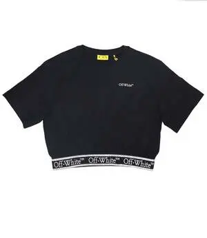 Off White Cropped Cotton T-shirt