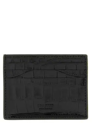 TOM FORD Crocodile Leather Card Holder - Black
