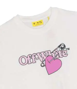 Off White Cotton T-shirt With Pop Heart Logo