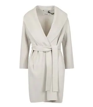 Max Mara Double-woven Pure Wool Midi Robe Coat - Ivory