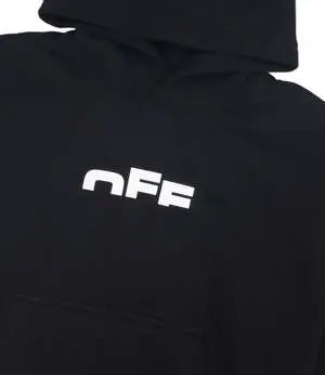 Off White Logo Cotton Fleece Hoodie - Black