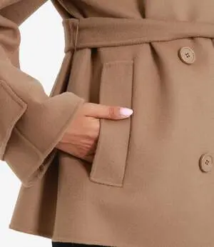 Max Mara Pure Wool Short Trench Coat - Camel
