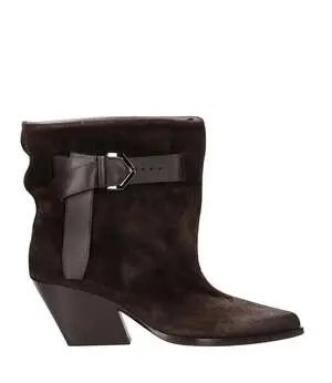 Elena Iachi Suede Leather Texan Boots - Ebony
