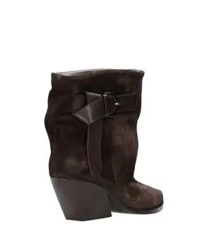 Elena Iachi Suede Leather Texan Boots - Ebony