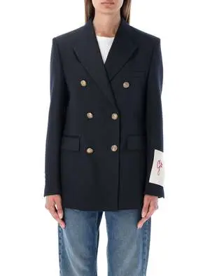 GOLDEN GOOSE Double-breasted Blazer With Gold Star Detail - Blue